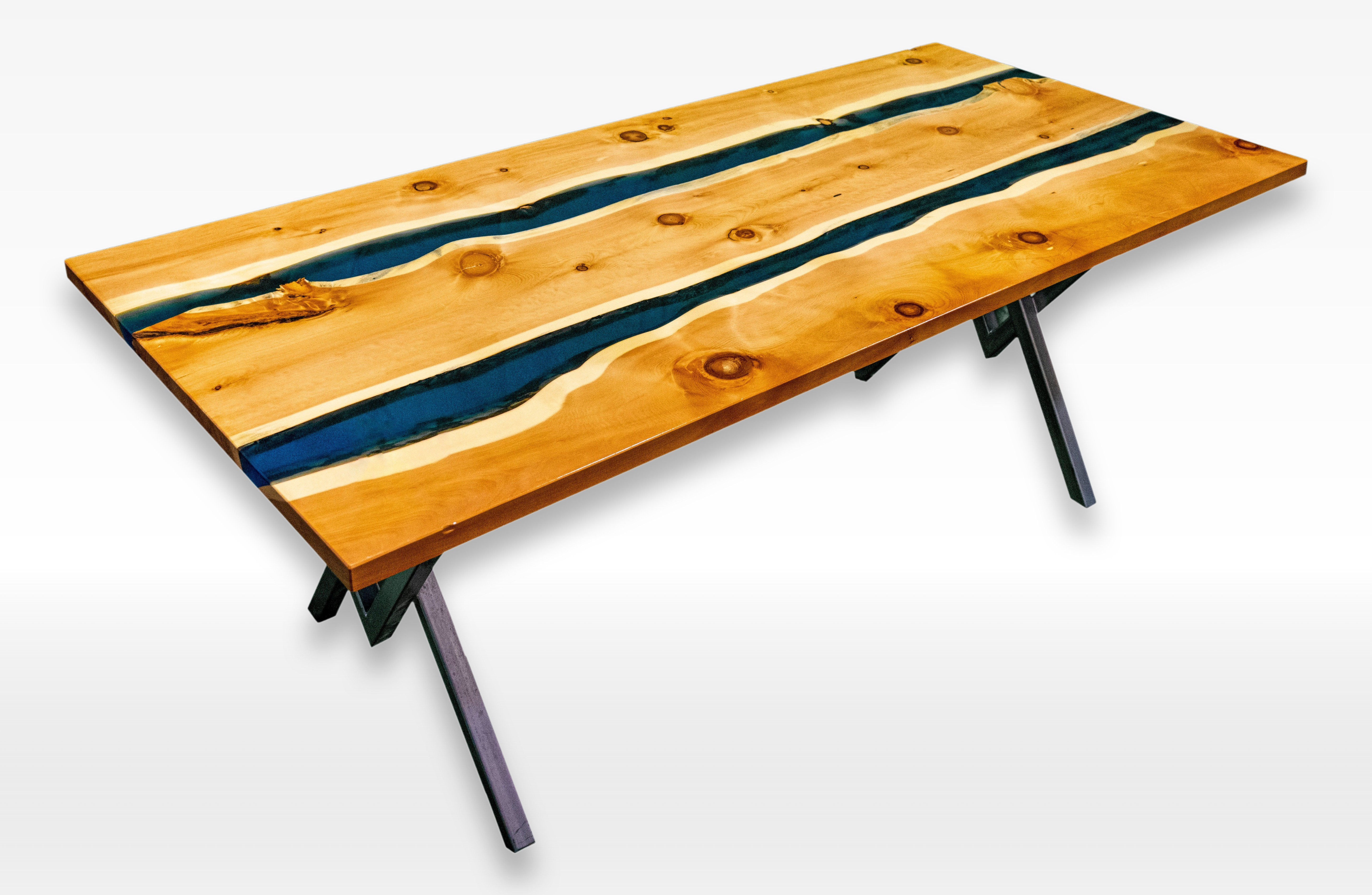 RebirthPRO Brown Worktop Cedar Table With River Solid Wood Durable ...