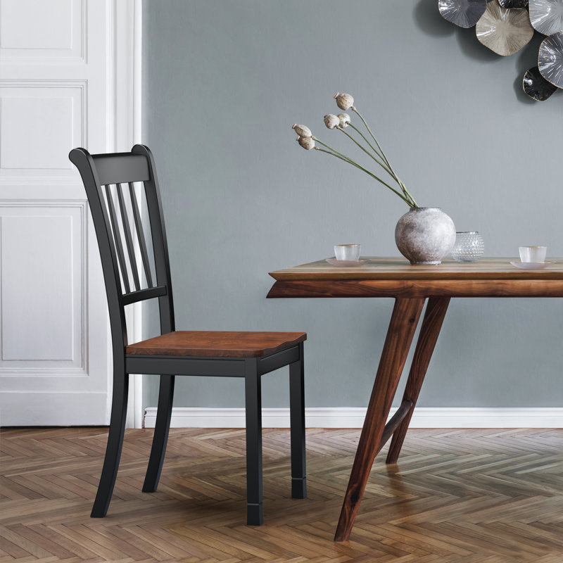 Red Barrel Studio® Solid Wood Slat Back Side Chair in Black & Reviews ...