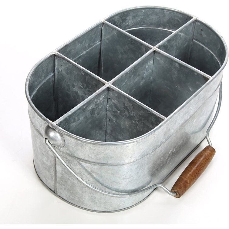 Gracie Oaks Galvanized Flatware Caddy | Wayfair