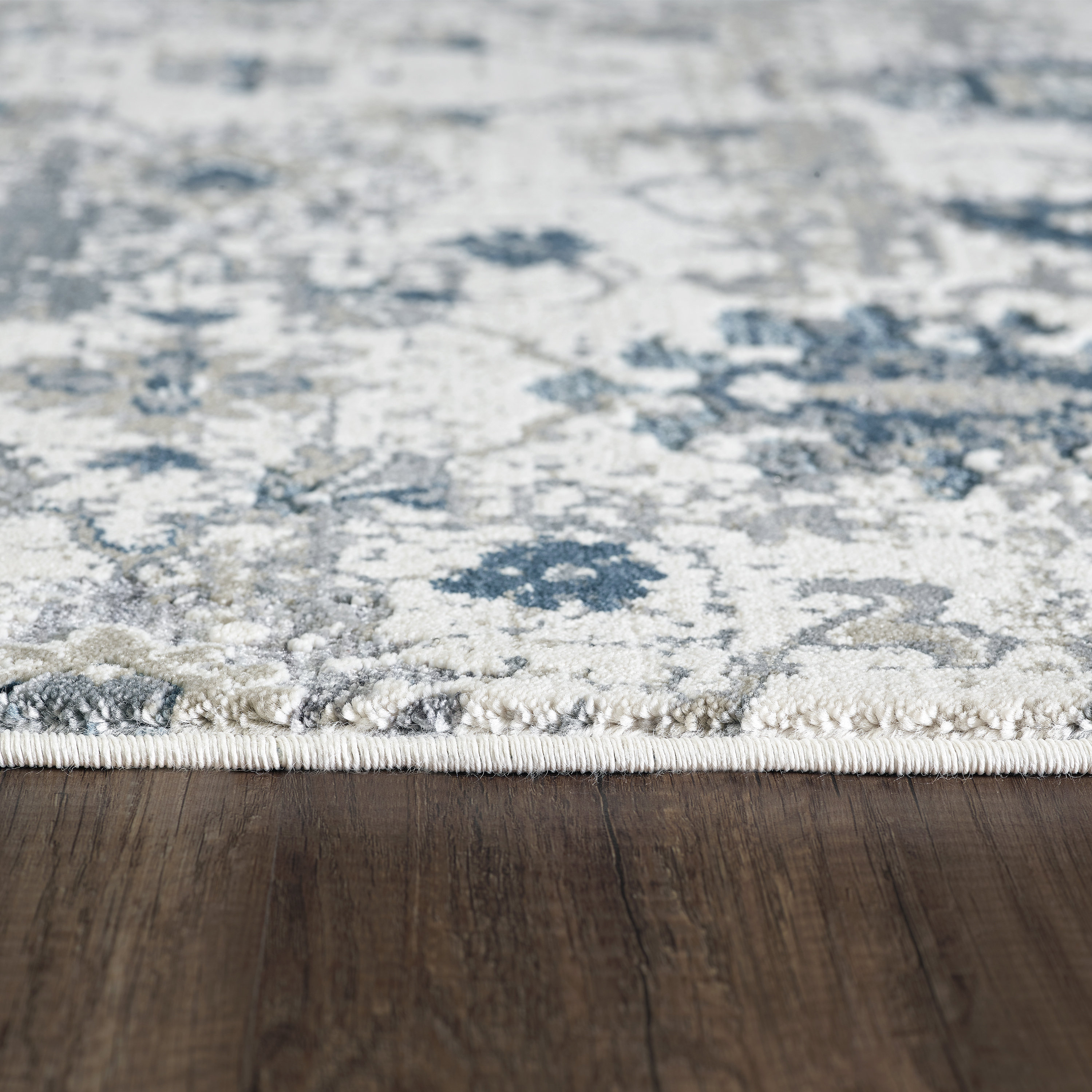 Charlton Home® Rademacher Power Loom Cream/Blue Rug | Wayfair