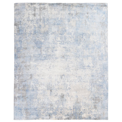 Exquisite Rugs Murano Hand-Knotted Area Rug in Silver/Blue | Perigold