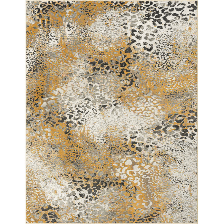 N Natori Serengeti Leopard Melange Brushed Gold Area Rug | Wayfair