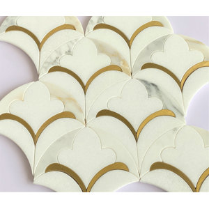 ES Stone Water Jet Water Jet 14" x 13" Marble Mosaic Tile | Wayfair