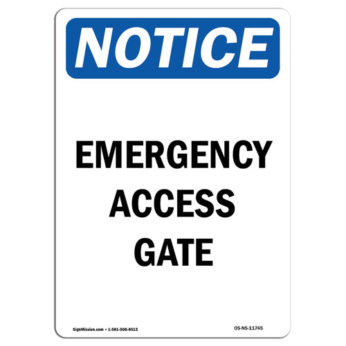 SignMission Emergency Access Gate Sign | Wayfair