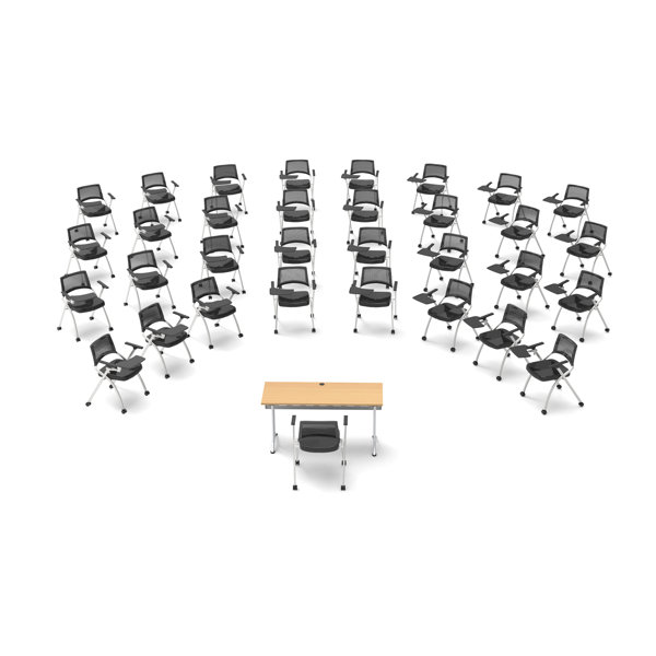 Team Tables Classroom Training Table and Chair Set with Modesty Panel ...