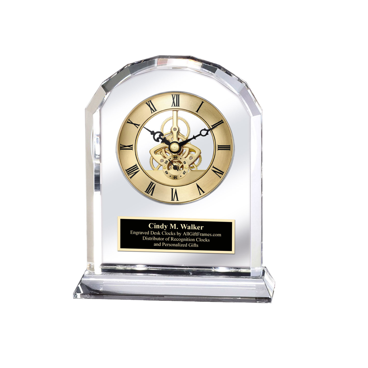 AllGiftFrames Engrave Crystal Gold Clock With Black Engraving Engineer ...