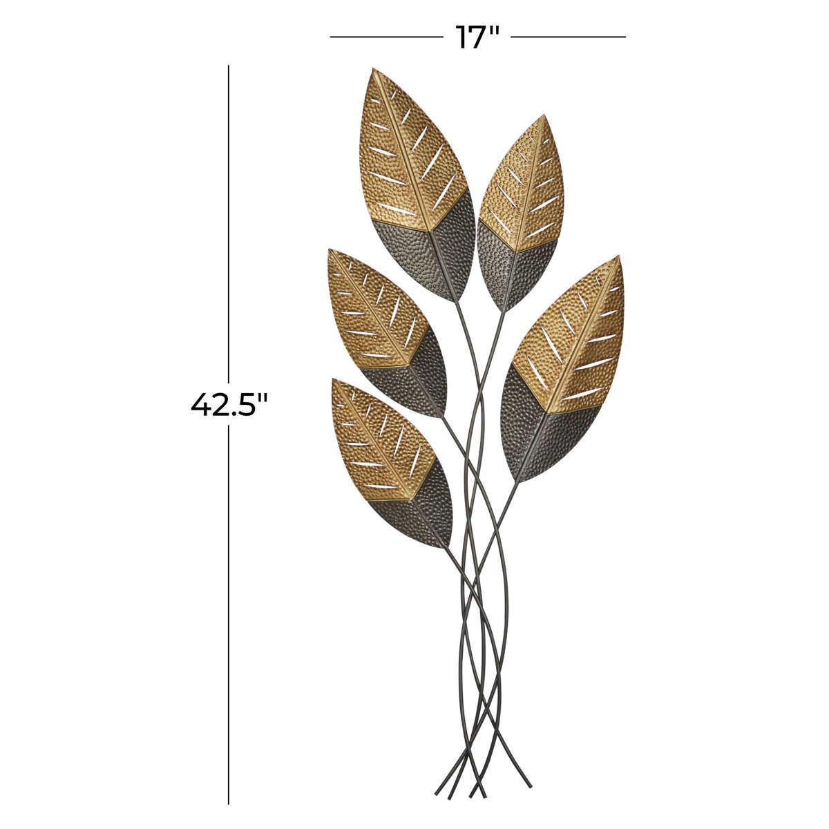 Dakota Fields Metal Hammered Leaf Wall Décor | Wayfair