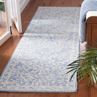 Lark Manor Aliss Handmade Hand Tufted Blue/Ivory Rug | Wayfair