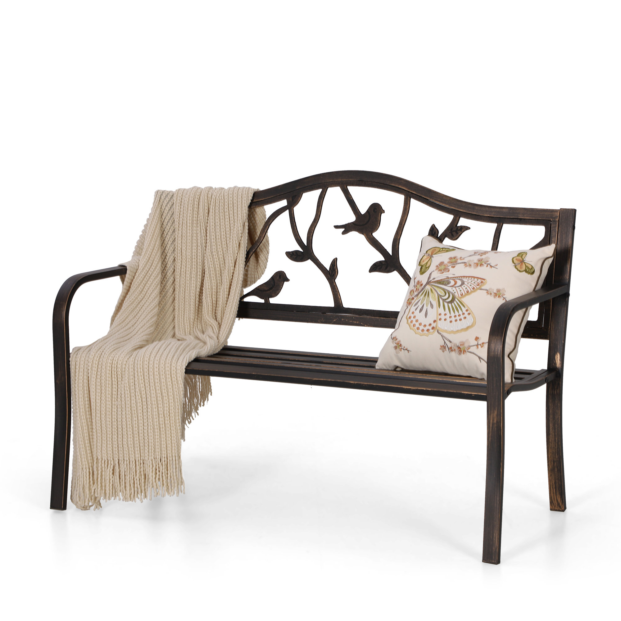 Three Posts™ Landwehr Powder Coated Steel Park Bench & Reviews | Wayfair