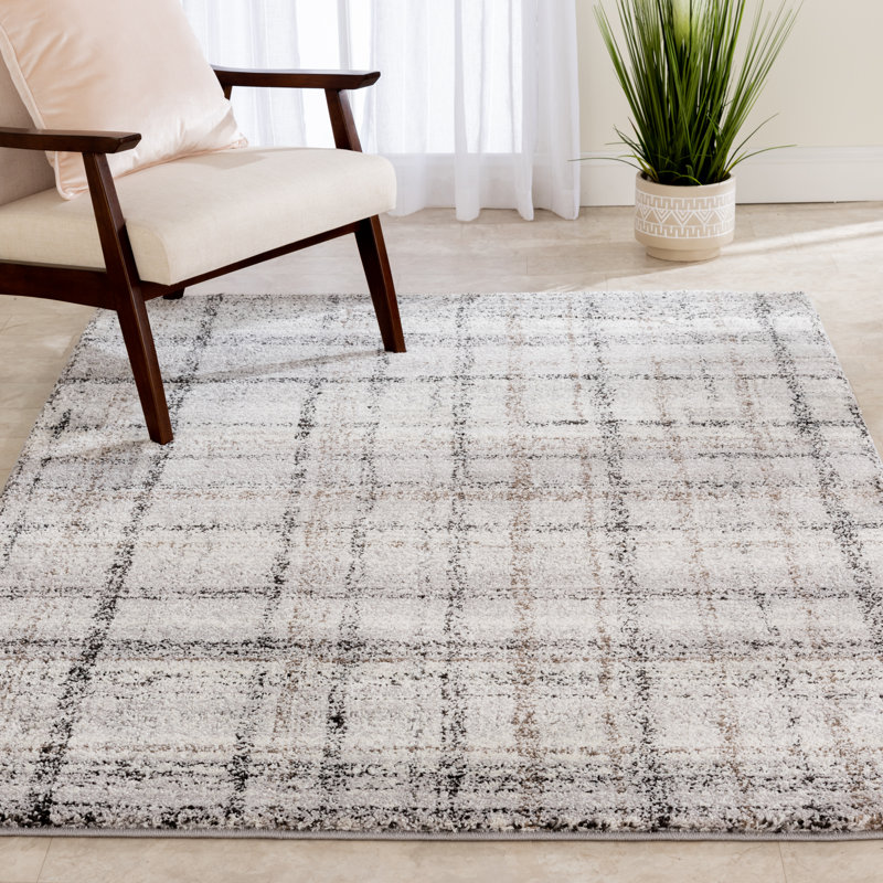 Coastal Farmhouse Oberle Plaid Gray Area Rug & Reviews | Wayfair