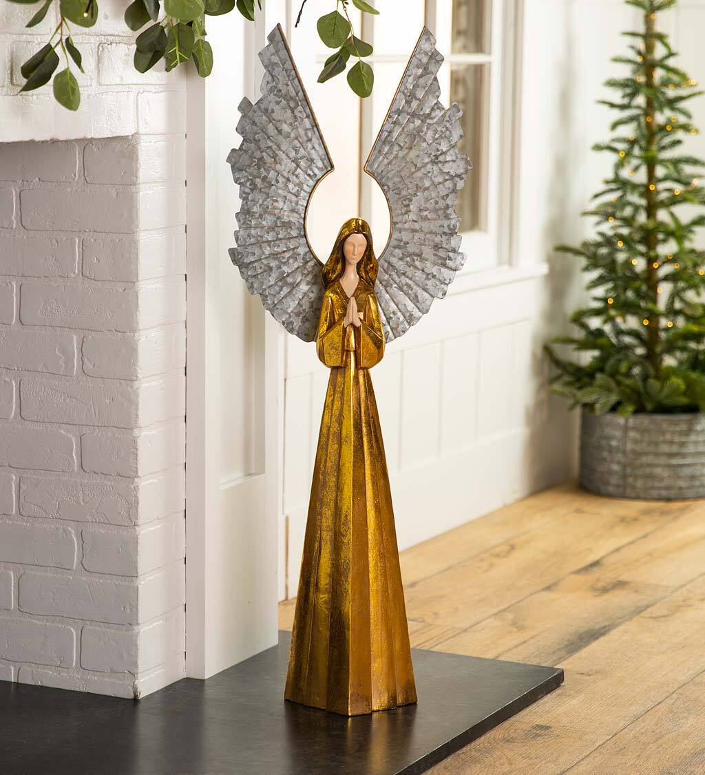 Wind & Weather Angel with Raised Wings and Holding a Cross | Wayfair