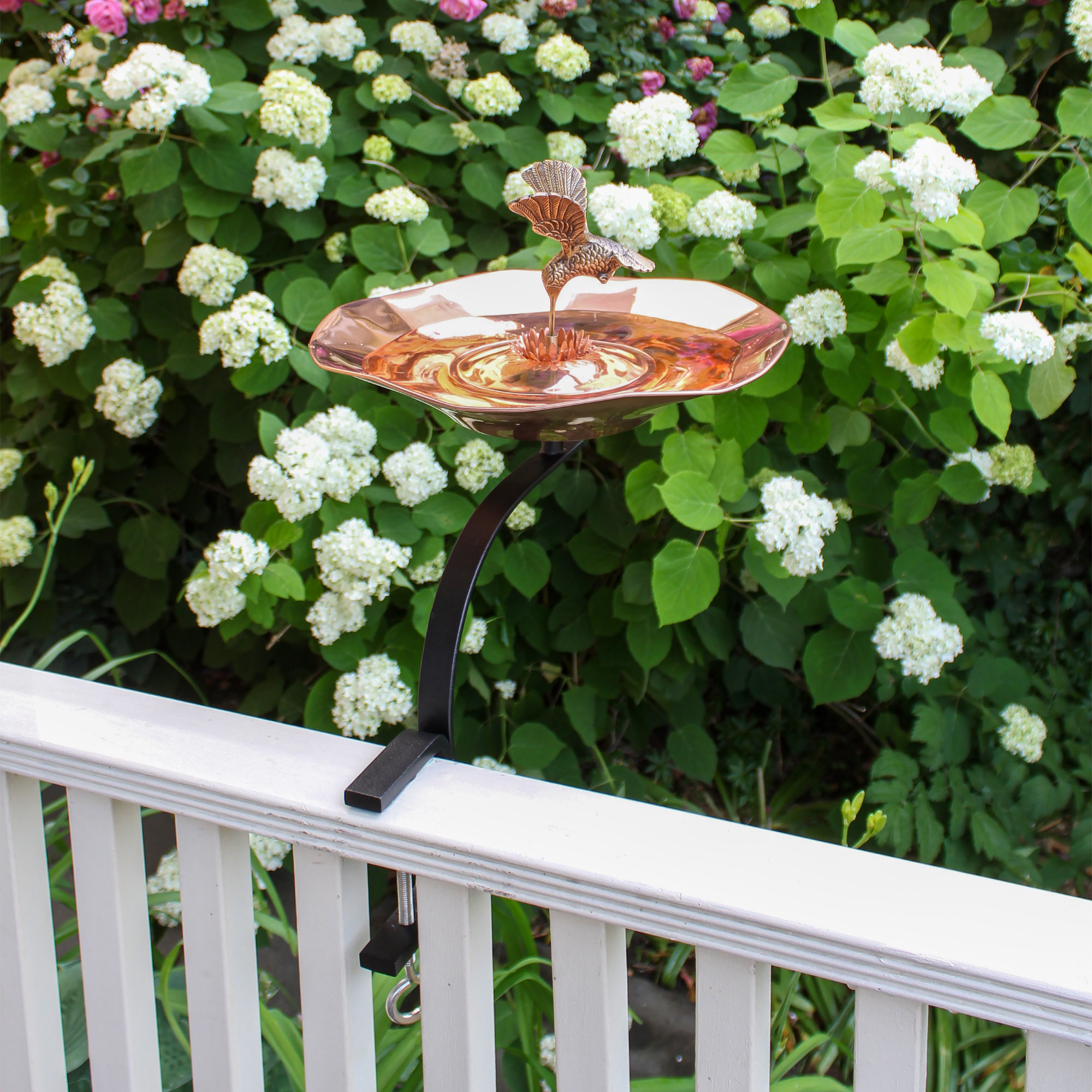 Ophelia & Co. Hummingbird Birdbath with Rail Mount Bracket | Wayfair