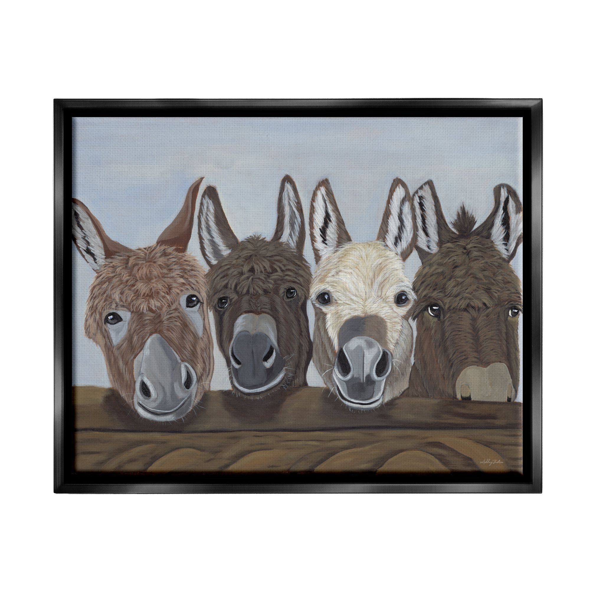 Stupell Industries Happy Donkeys Farmhouse Portrait by Ashley Justice ...
