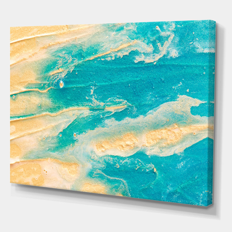 East Urban Home Blue And Yellow Ocean Beach Oil Paint - Painting on ...