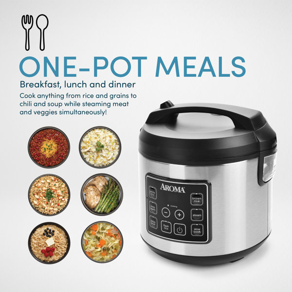 Aroma 5 Qt. Cool Touch Digital Slow Cooker, Food Steamer and Rice ...
