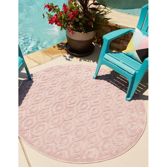 Langley Street Hearon Geometric Indoor / Outdoor Area Rug in Pink ...