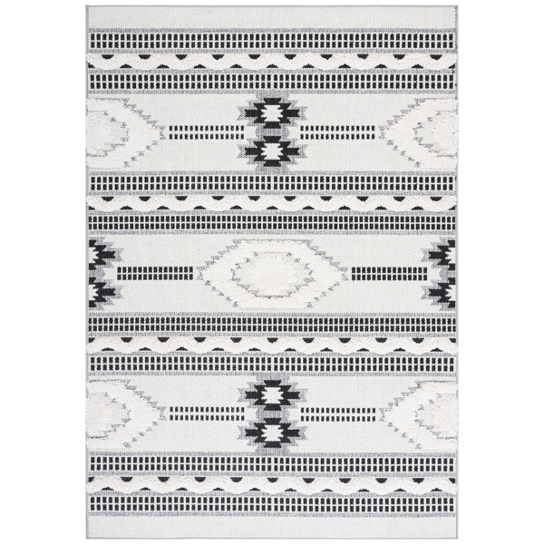 Lark Manor Oumar Southwestern Indoor / Outdoor Area Rug in Ivory/Black ...