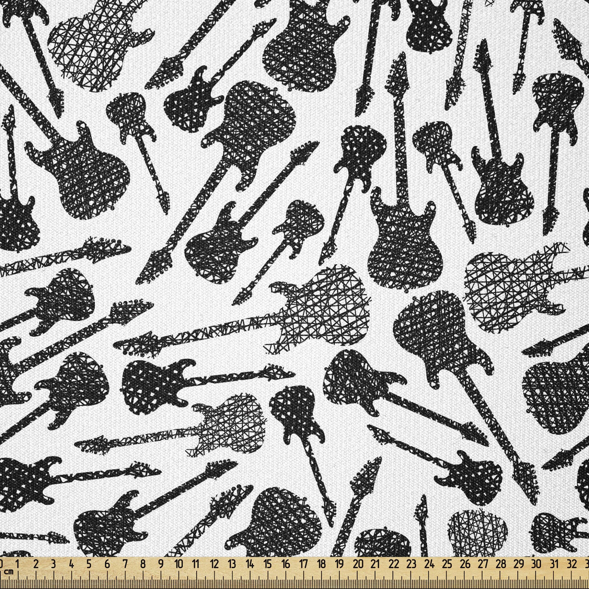 Bless international Music Fabric By The Yard, Grunge Style Hand Drawn ...