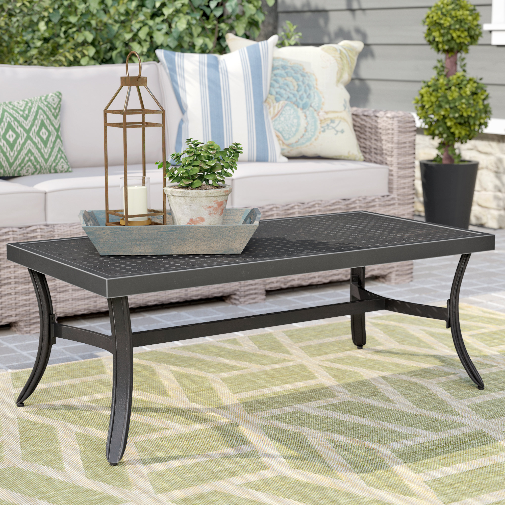 Darby Home Co Dominque Metal Outdoor Coffee Table & Reviews | Wayfair