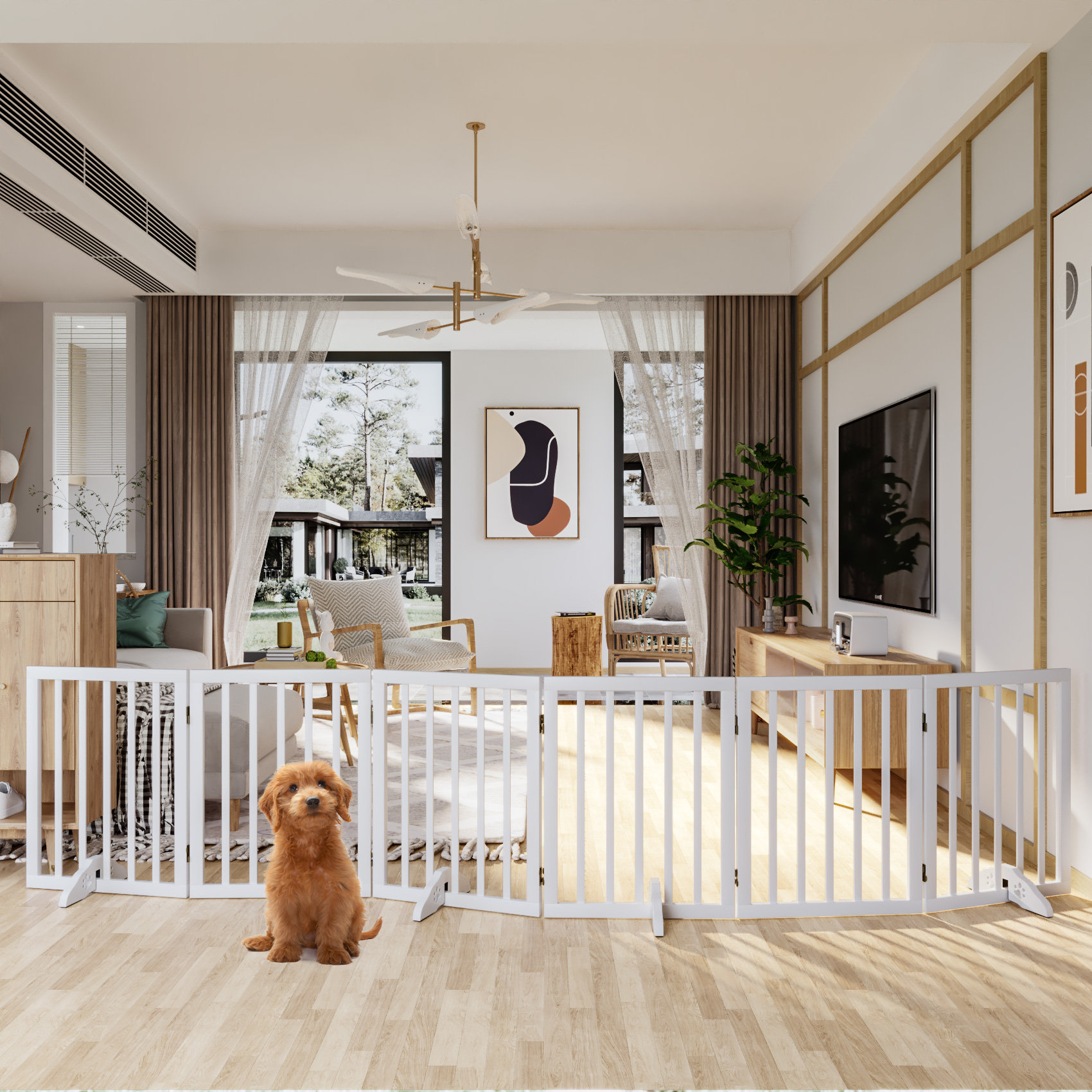 Tucker Murphy Pet™ Cohyn 6 Panel Solid Wood Freestanding Folding Pet ...