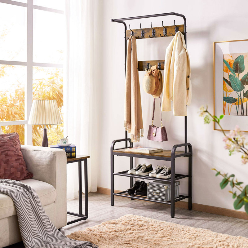 Williston Forge Aadin Iron 23 - Hook Freestanding Coat Stand Storage ...