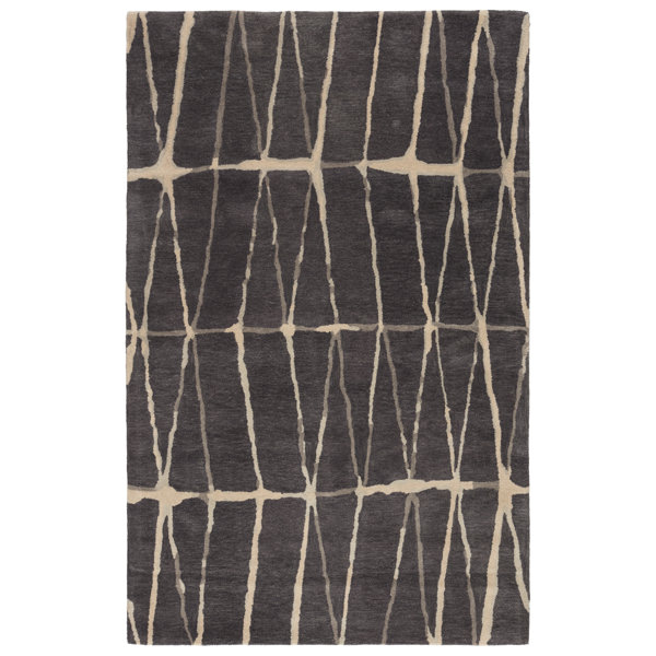 AllModern Pete Geometric Handmade Tufted Wool Area Rug in Gray ...