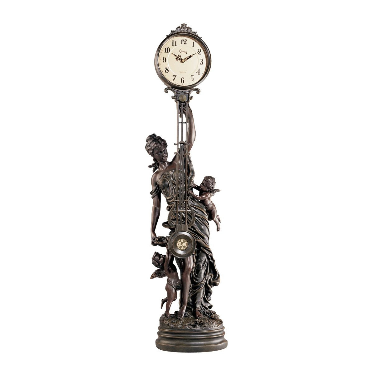Design Toscano Grand-Scale Flora Sculptural Swinging Pendulum Clock ...