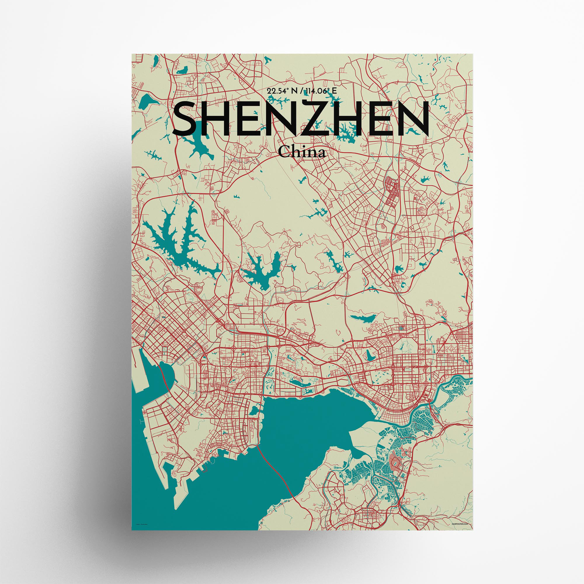17 Stories China City Map Posters Shenzhen China|中國 City Map - Unframed ...