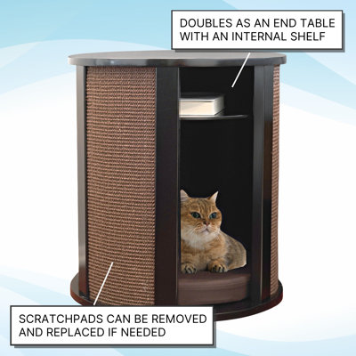 The Refined Feline Purrrrfect End Table Cat Bed - Wood Cat Furniture ...