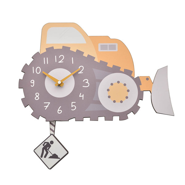 17 Stories Kids Wooden Digger Wall Clock With Pendulum | Wayfair.co.uk