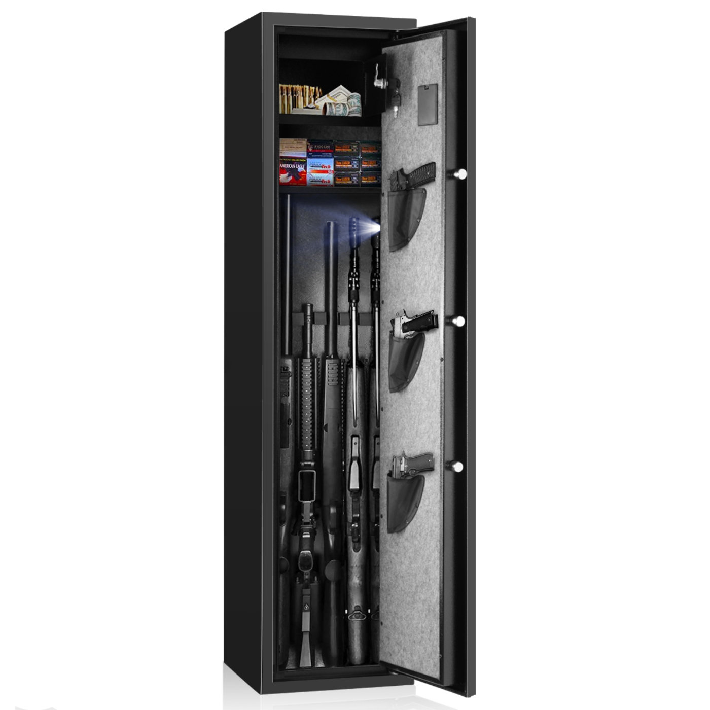 SNAILHOME Gun Safe with Biometric and Electric Lock, 5 Gun with Scope ...