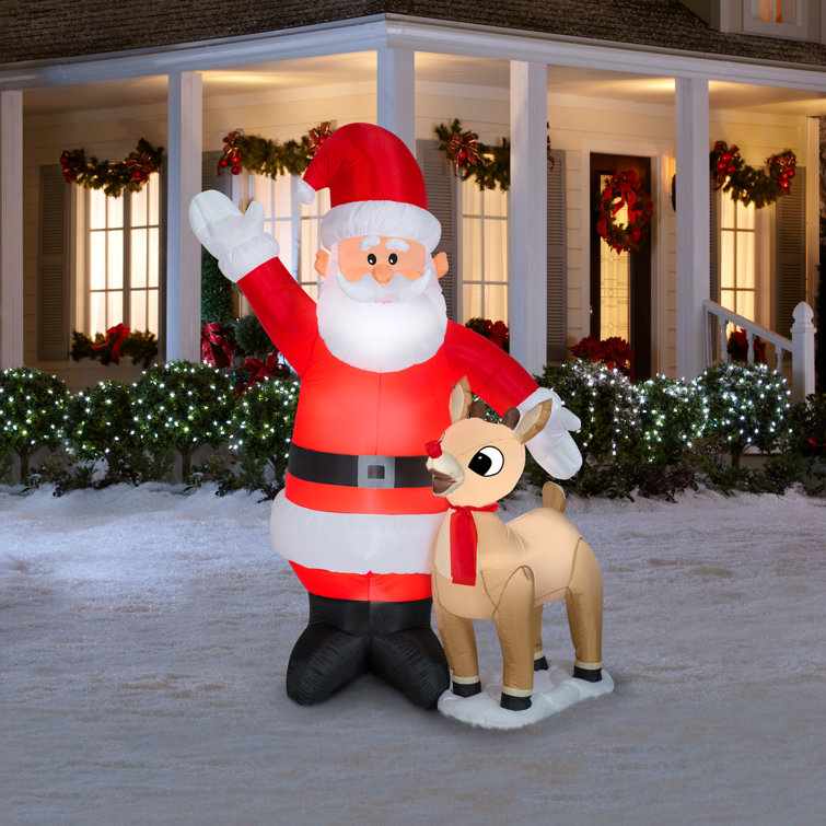 Gemmy Industries Airblown Inflatable Santa And Rudolph The Red-Nosed ...