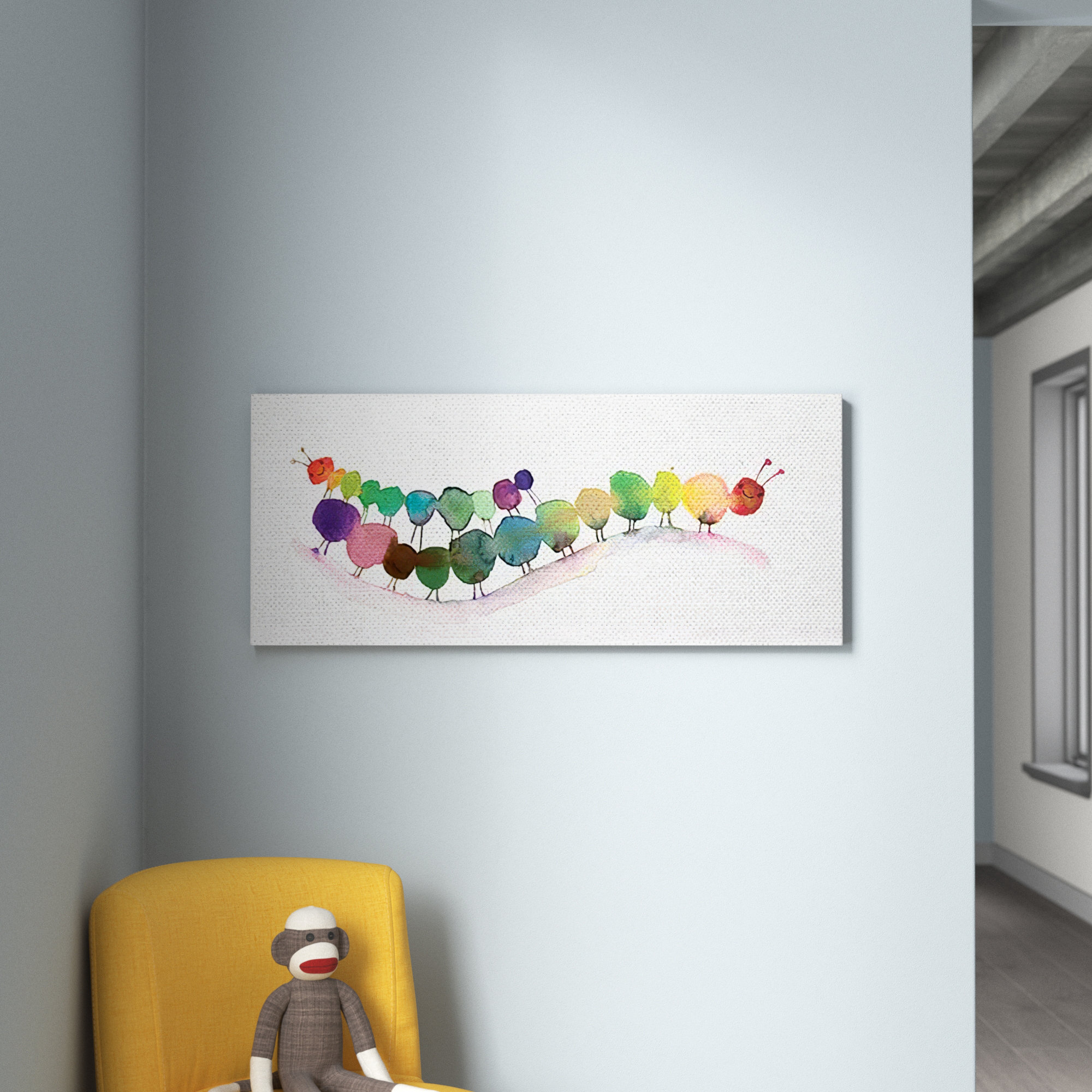 Viv + Rae Bivins Cute Rainbow Inchworms Watercolor Painting | Wayfair