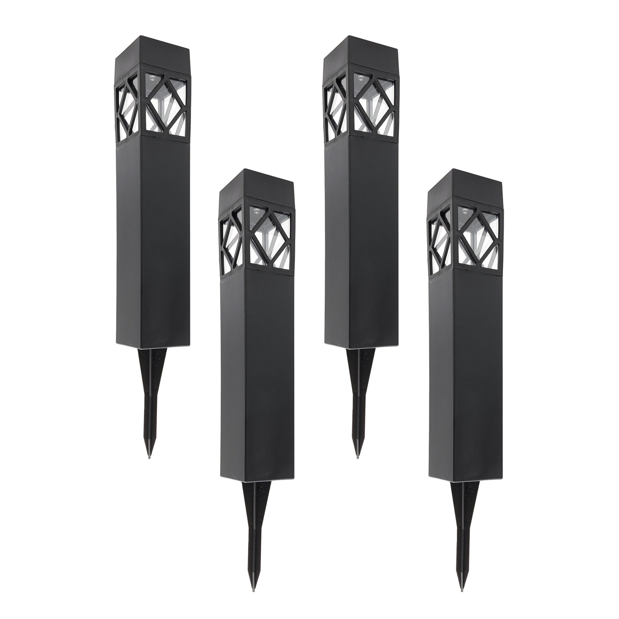 LumaBase Solar Powered Garden Lights, Black - Set Of 4 | Wayfair