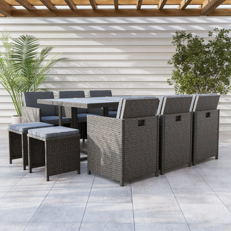 Muse & Lounge Co. Laguna Polyethylene (PE) Wicker 11-Piece Outdoor ...