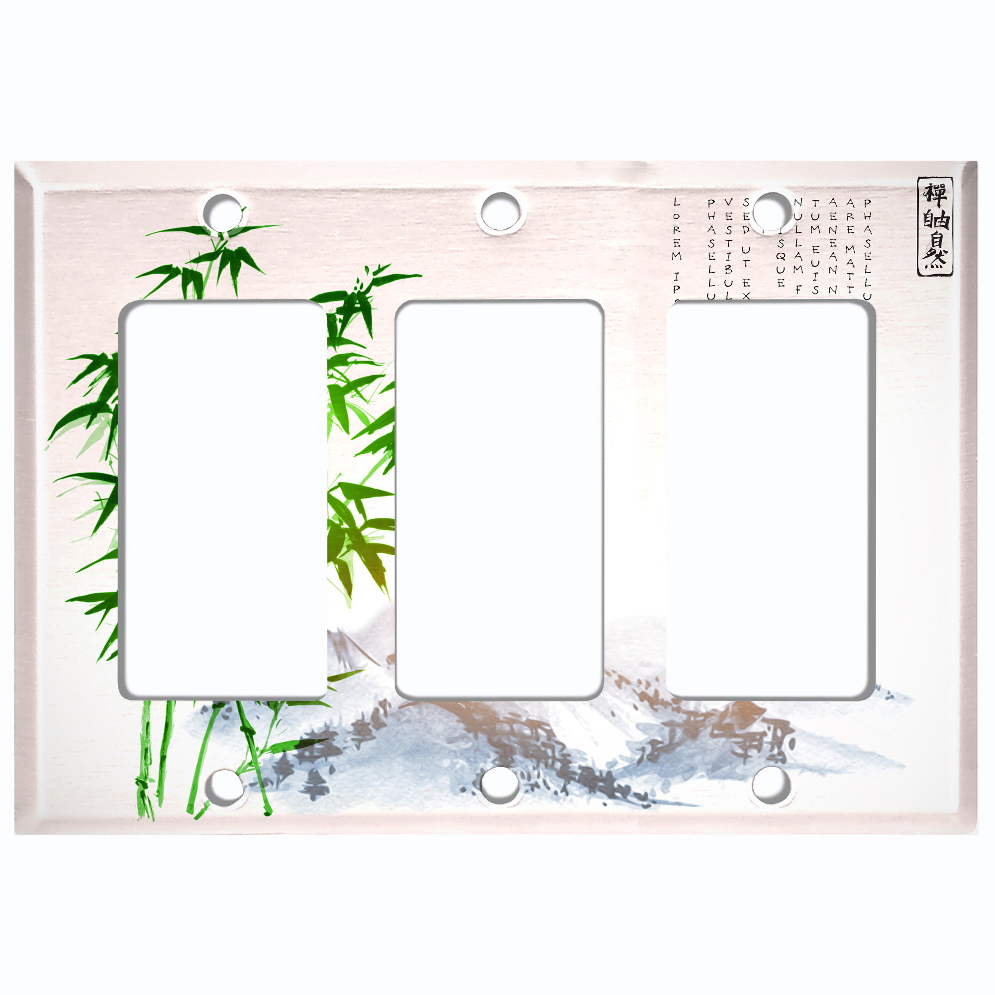 WorldAcc Mountain Range Bamboo Scripture 3-Gang Rocker Wall Plate | Wayfair