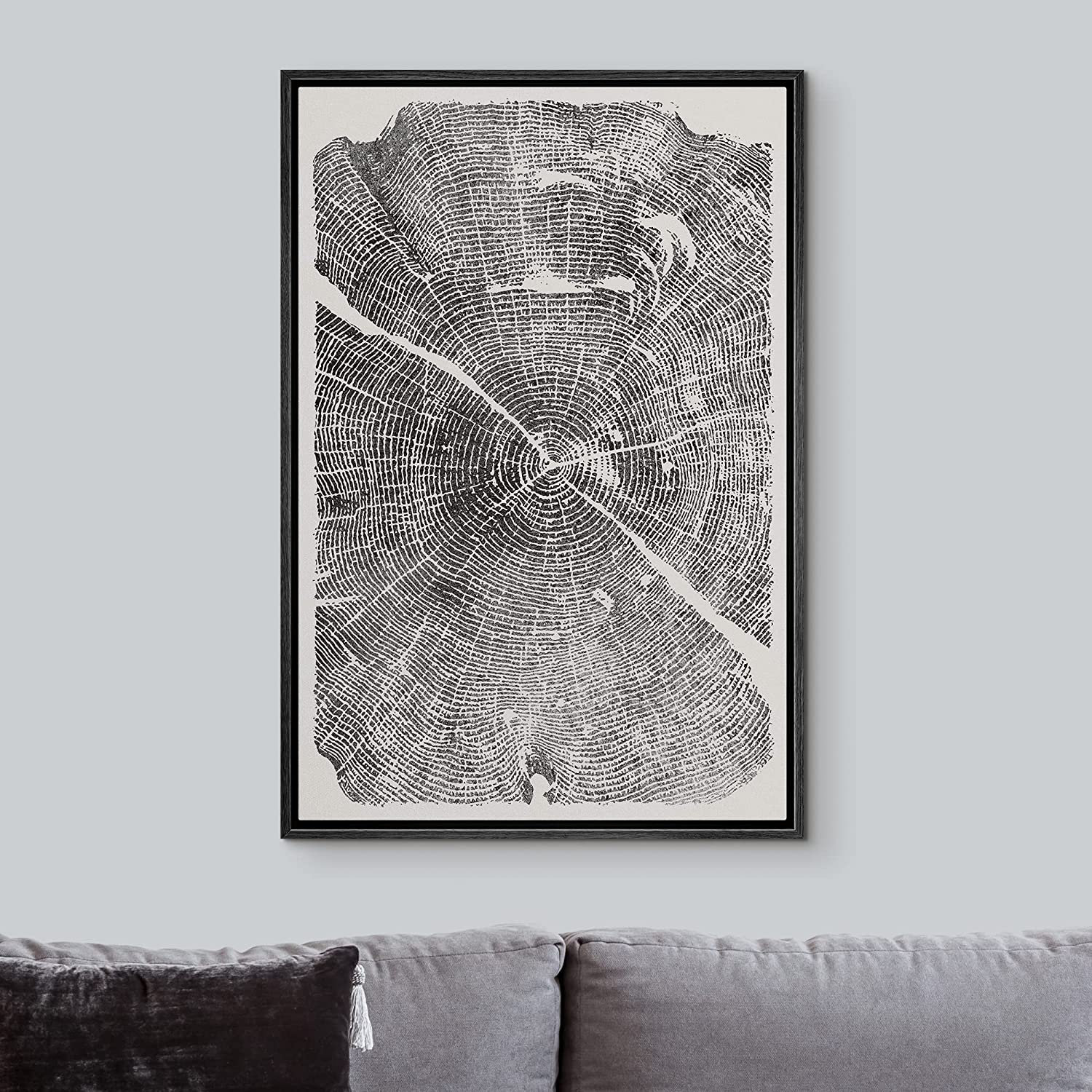 IDEA4WALL Framed Canvas Print Wall Art Black Gray Nature Wilderness Illustrations Modern Art ...