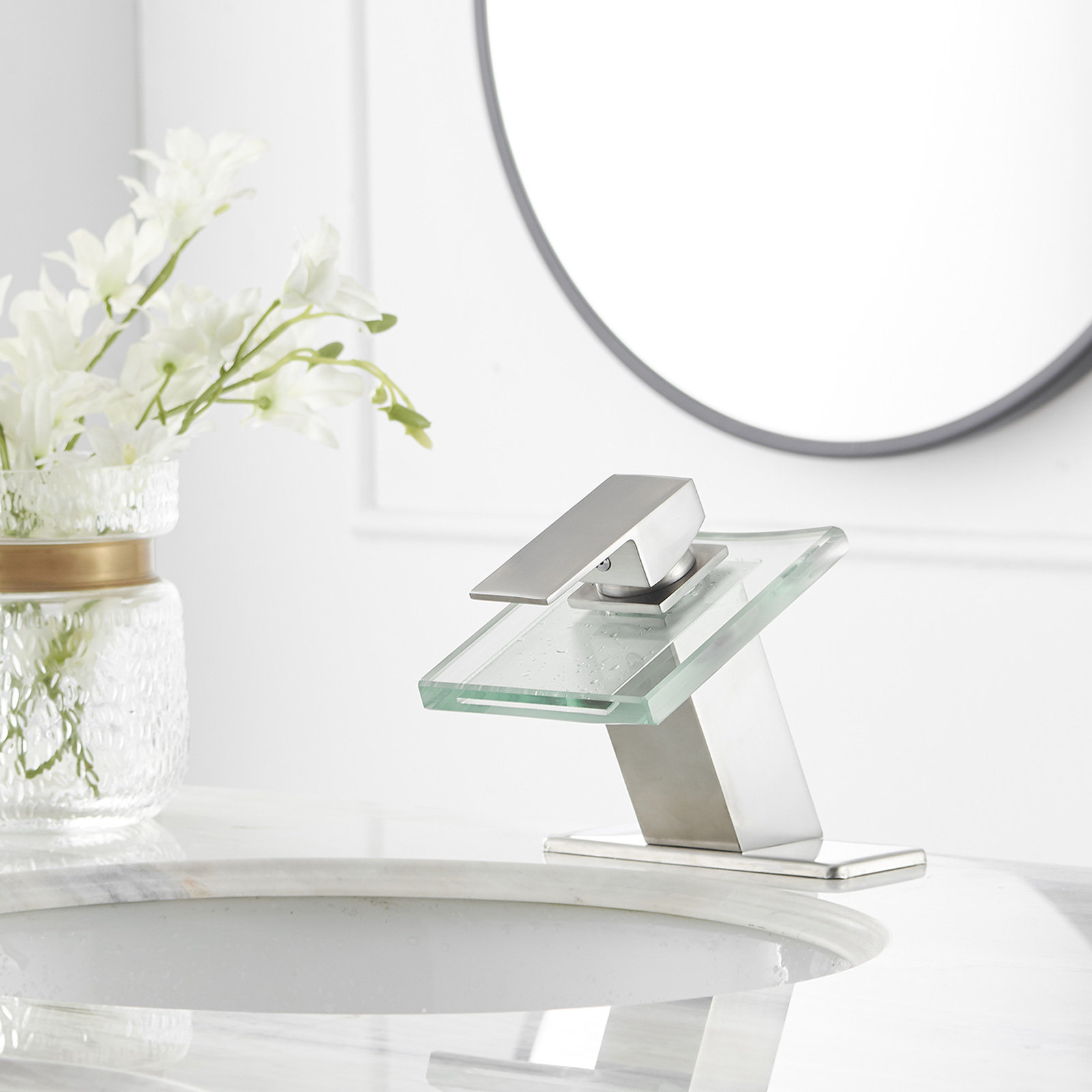 VIBRANTBATH Waterfall Glass Single Hole Bathroom Faucet & Reviews | Wayfair