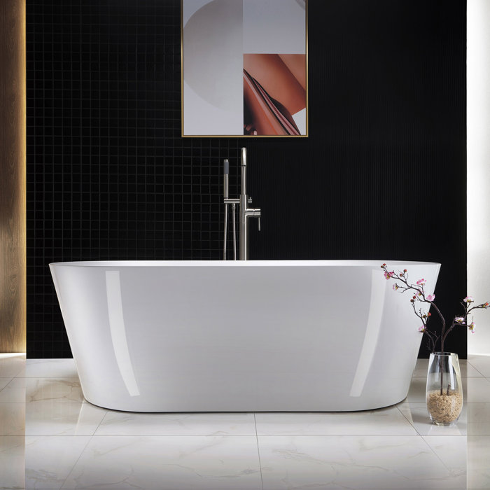 WoodBridge 67" x 32" Freestanding Soaking Acrylic Bathtub & Reviews ...