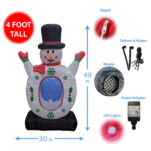 The Holiday Aisle® Christmas Inflatable Snowman with Snowflake ...