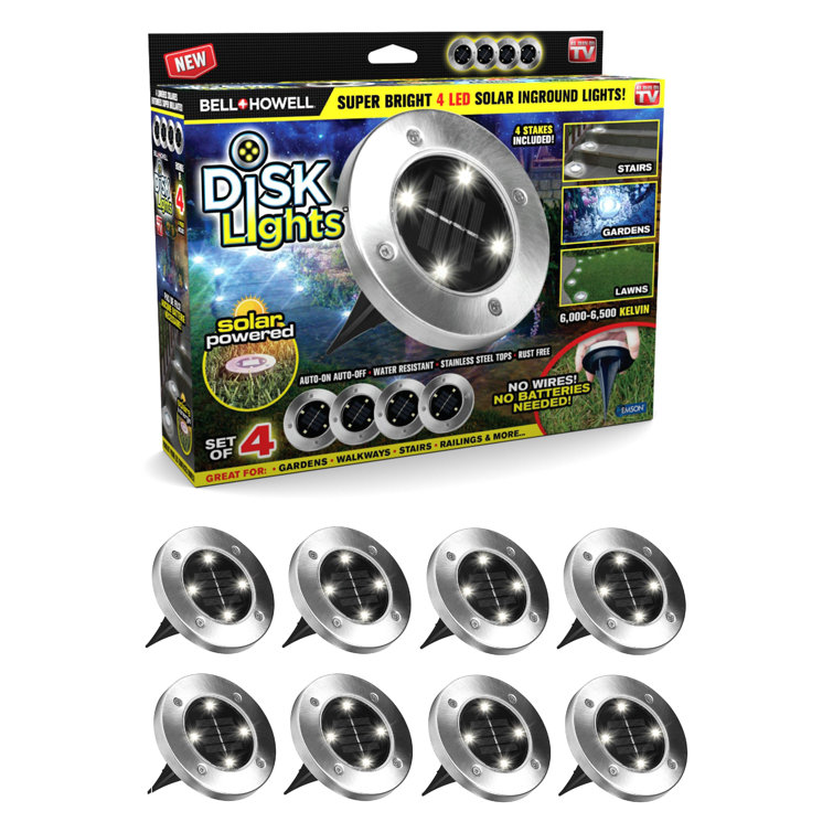 Bell + Howell Disc Lights 8PK Solar Powered LED Indoor/Outdoor Lights ...