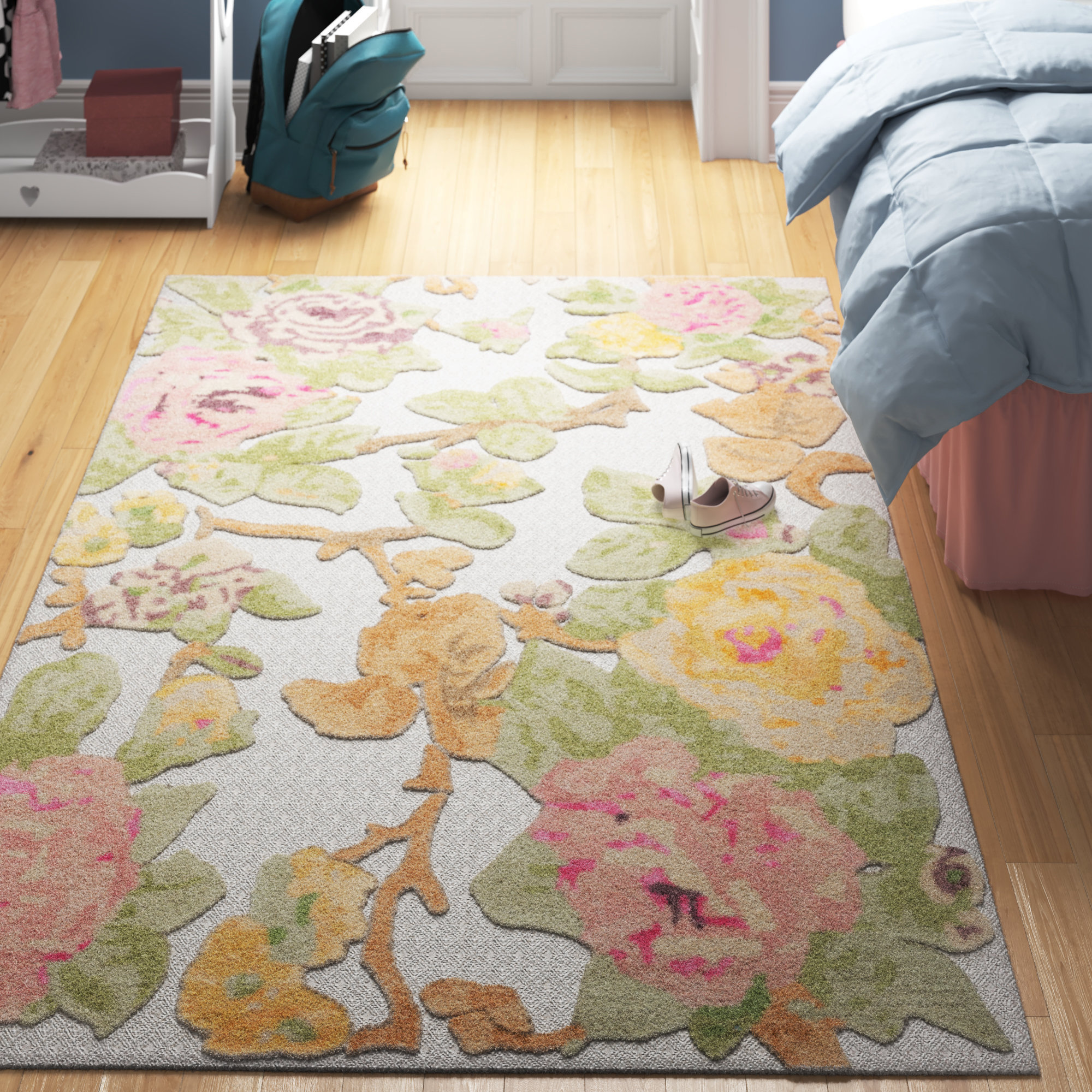 Wade Logan® Handmade Pink/Gray/Green Rug & Reviews | Wayfair