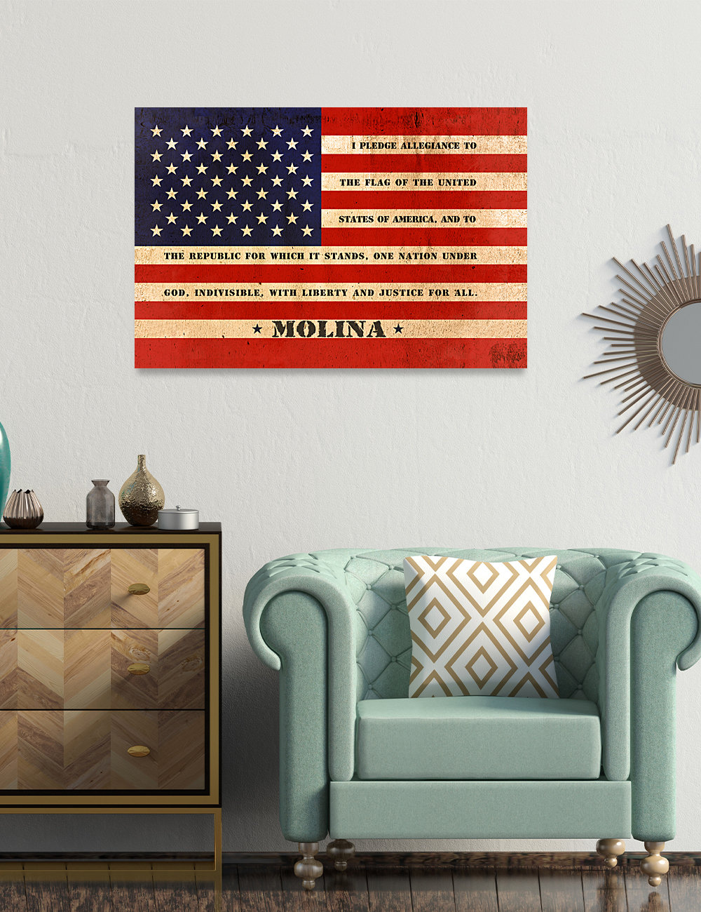 17 Stories Personalized American Flag With Family Names And Oath ...