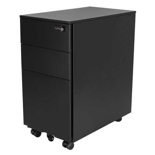 Inbox Zero Lourie 11.8'' Wide 3 -Drawer Mobile Steel Vertical Filing ...