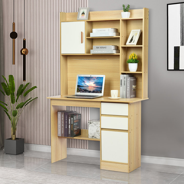 Latitude Run® Desk And Bookshelf Combination Computer Desk Desktop ...