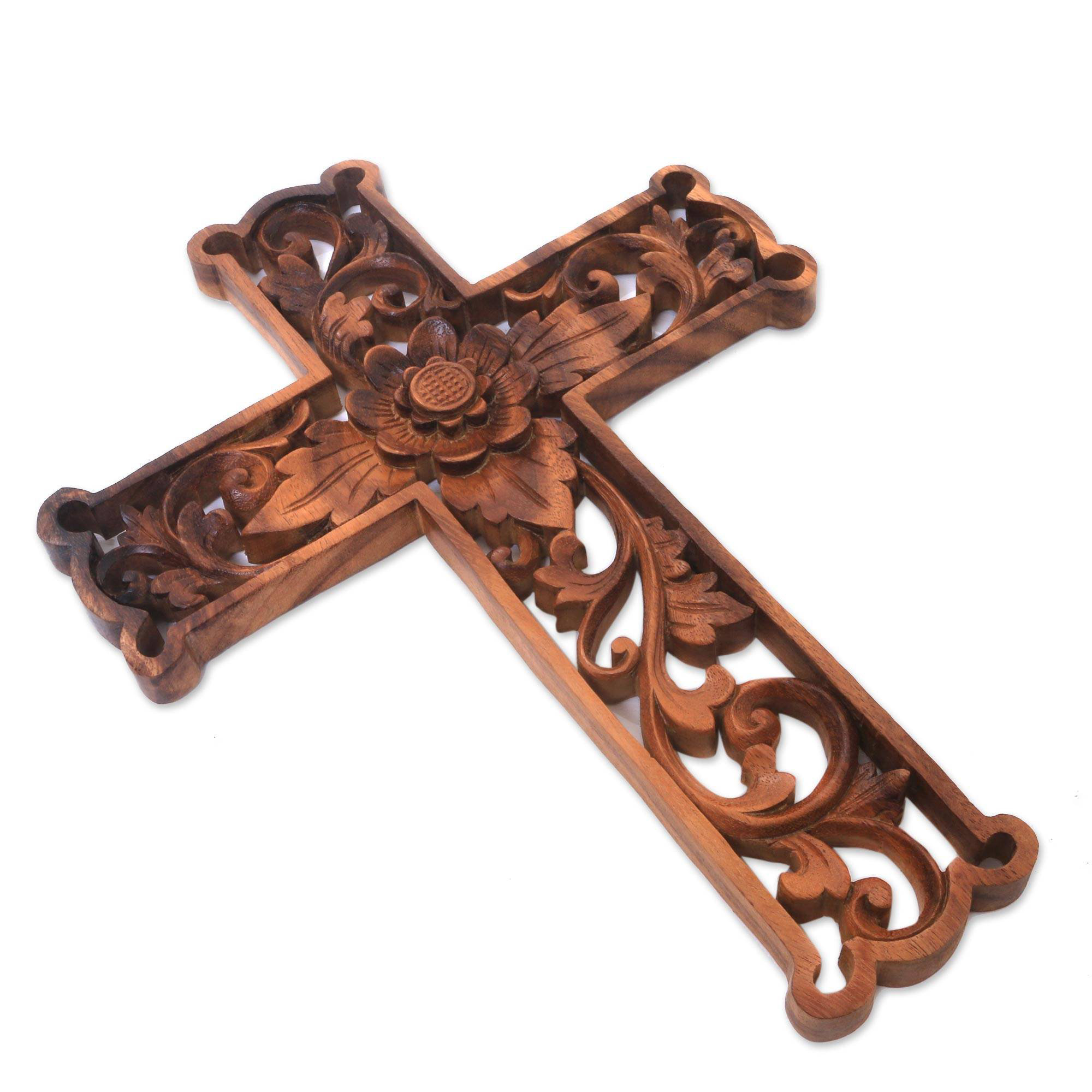 Astoria Grand Lotus Cross Wood Wall Cross | Wayfair