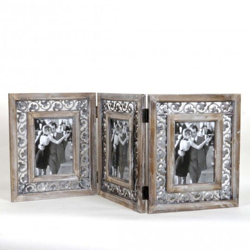 One Allium Way® Florencio Wood/Metal Tri Fold Picture Frame | Wayfair