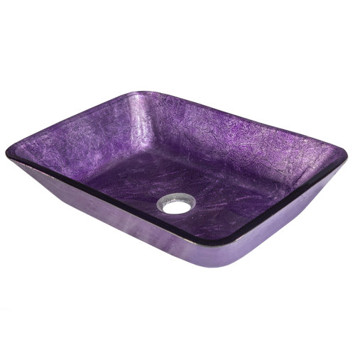 EdenBath Eden Bath 13'' Purple Glass Rectangular Vessel Bathroom Sink ...