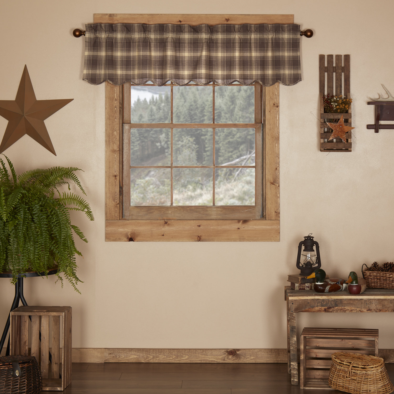 Loon Peak® Castlekeep Plaid Cotton Tailored Window Valance in Woodland ...