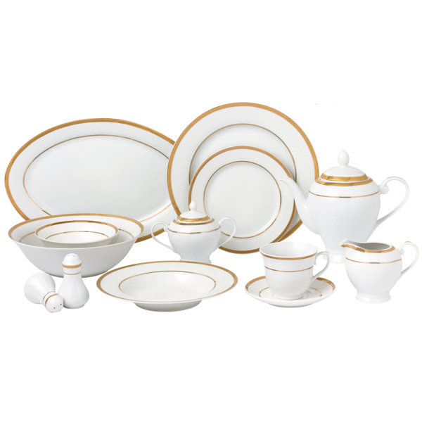 Lorren Home Trends Porcelain China Dinnerware - Set of 57 & Reviews ...